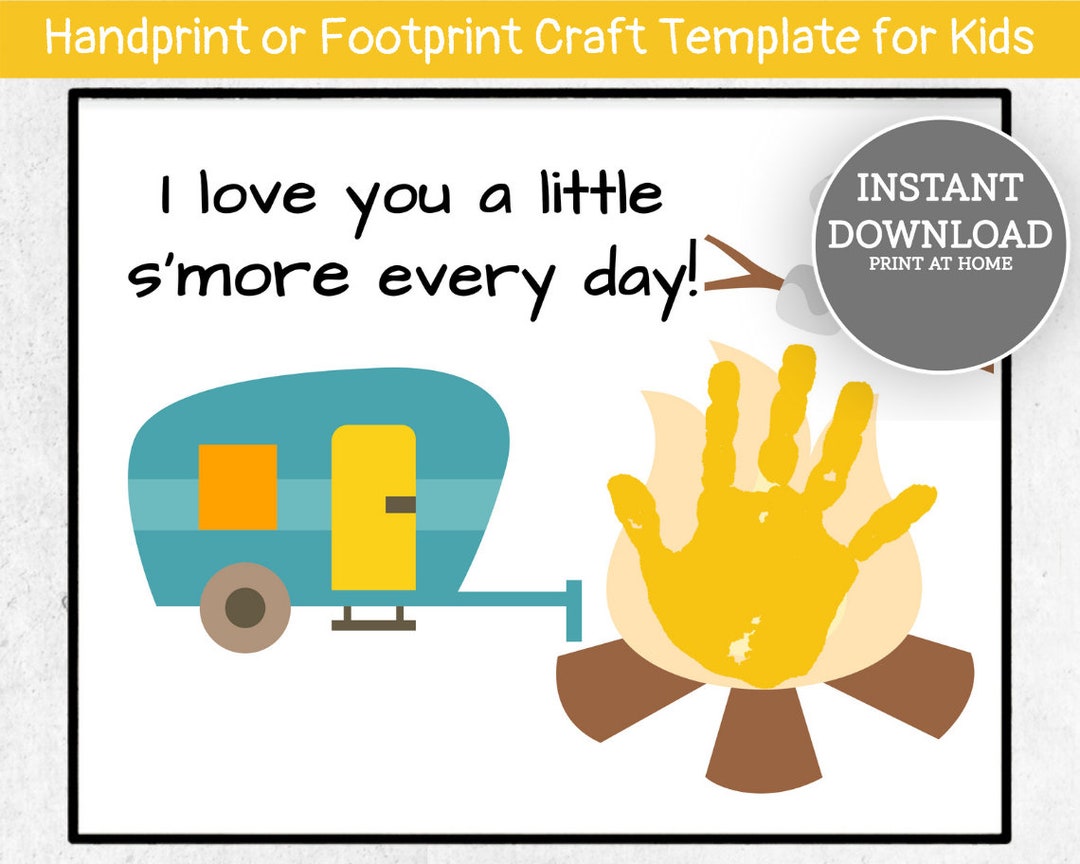 Camping Handprint Gift, S'more Campfire Art (PDF Pattern) - Etsy