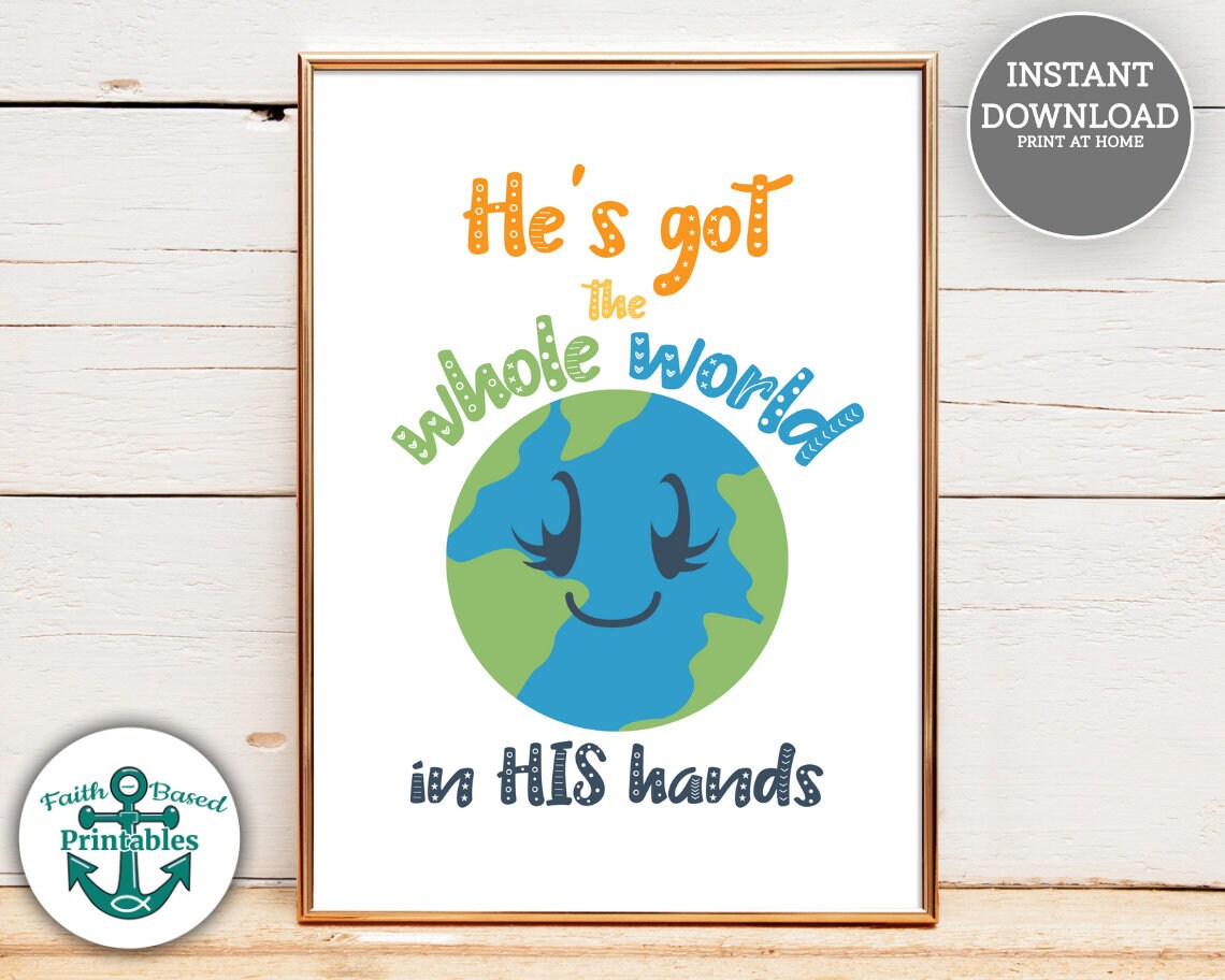 He's Got the Whole World in His Hands Printable Christian - Etsy