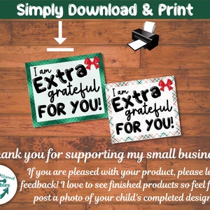Elf Printable Extra Grateful for You Christmas Gift Tags Kids Child for ...