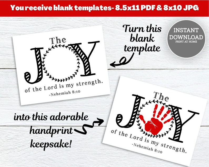 Nehemiah 8:10 Joy Handprint Craft Template Printable Bible - Etsy