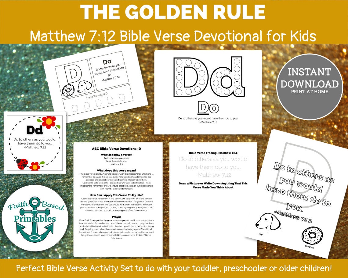 Golden Rule Devotion for Kids, Matthew 7:12 Golden Rule Activities ...