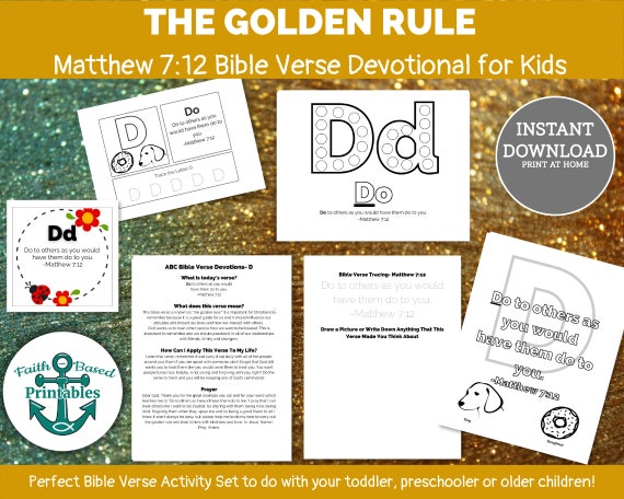 Golden Rule Devotion for Kids Matthew 7:12 Golden Rule | Etsy