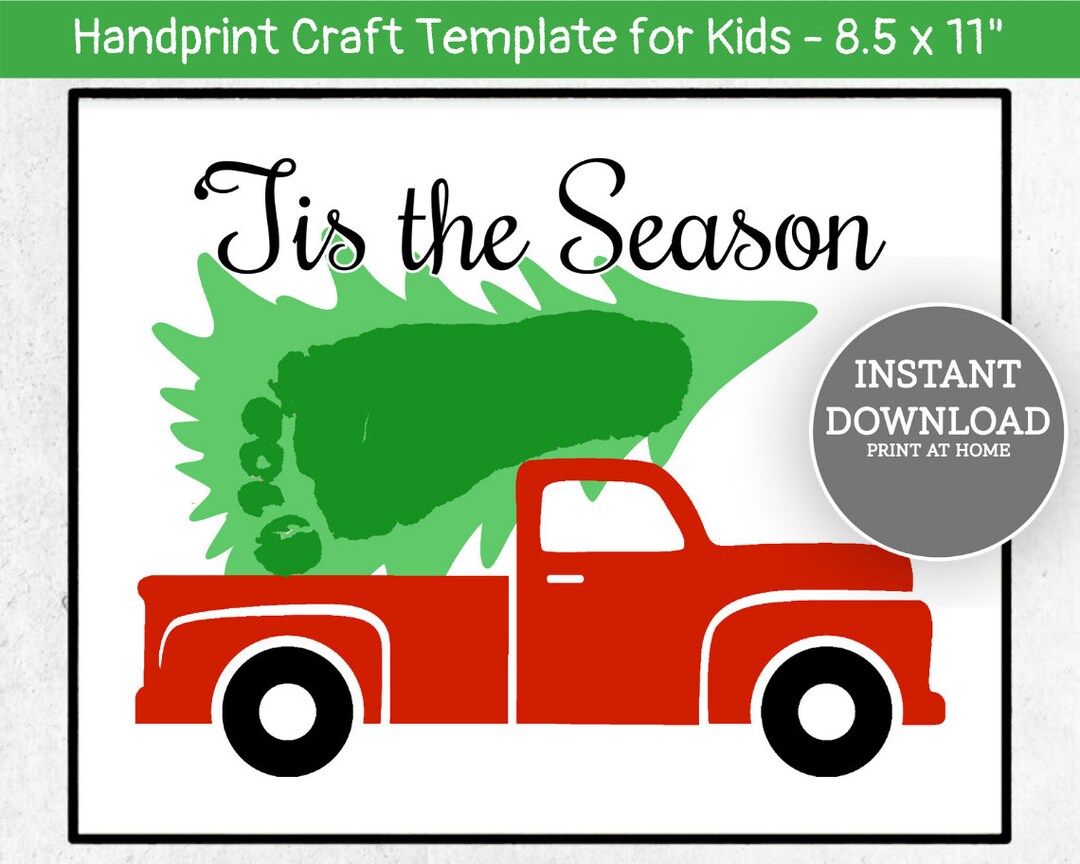 Red Truck Christmas Tree Footprint Craft (digital Download) - Etsy