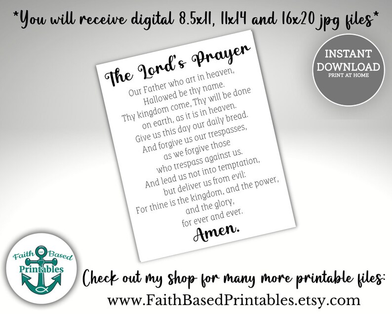 The Lord's Prayer Printable Matthew 6 Scripture Print - Etsy