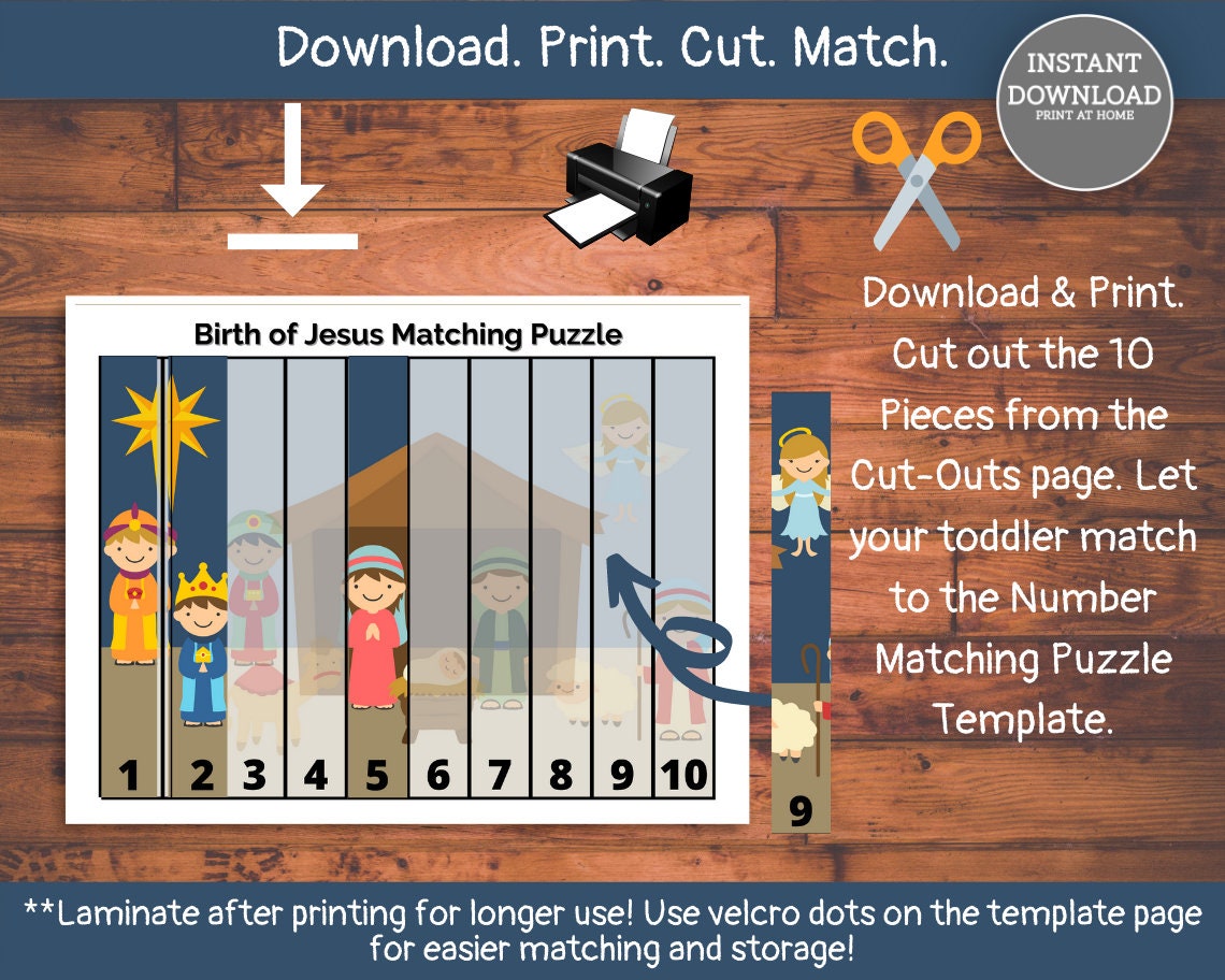 Nativity Scene for Kids Birth of Jesus Matching Puzzle | Etsy