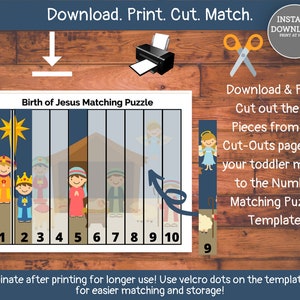 Nativity Scene for Kids, Birth of Jesus Matching Puzzle, Nativity ...