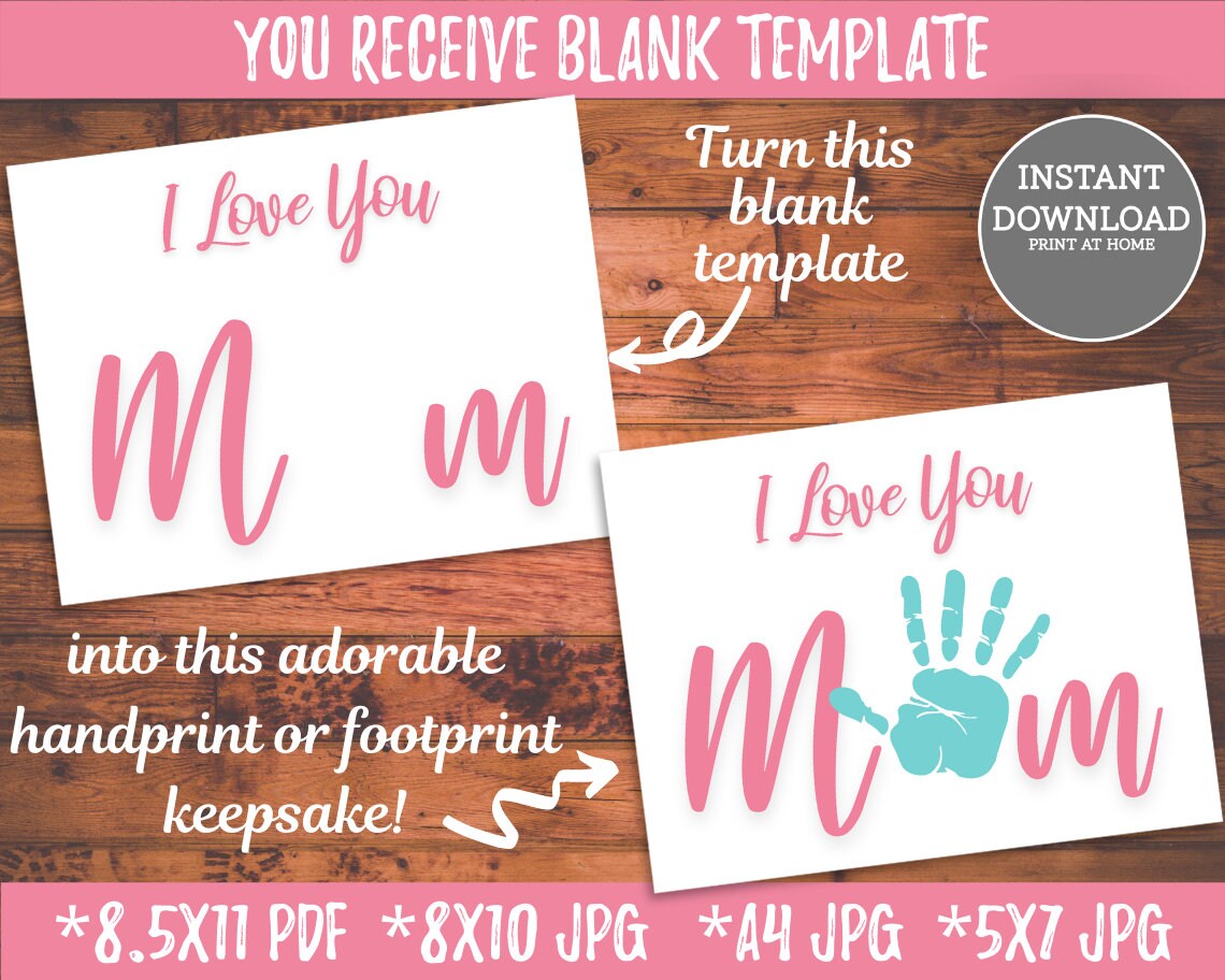 I Love You Mommy Mothers Day Handprint Card I Love You Mom Card Mother ...