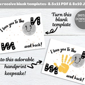 I Love You to the Moon and Back Card Handprint Art Keepsake Printable ...