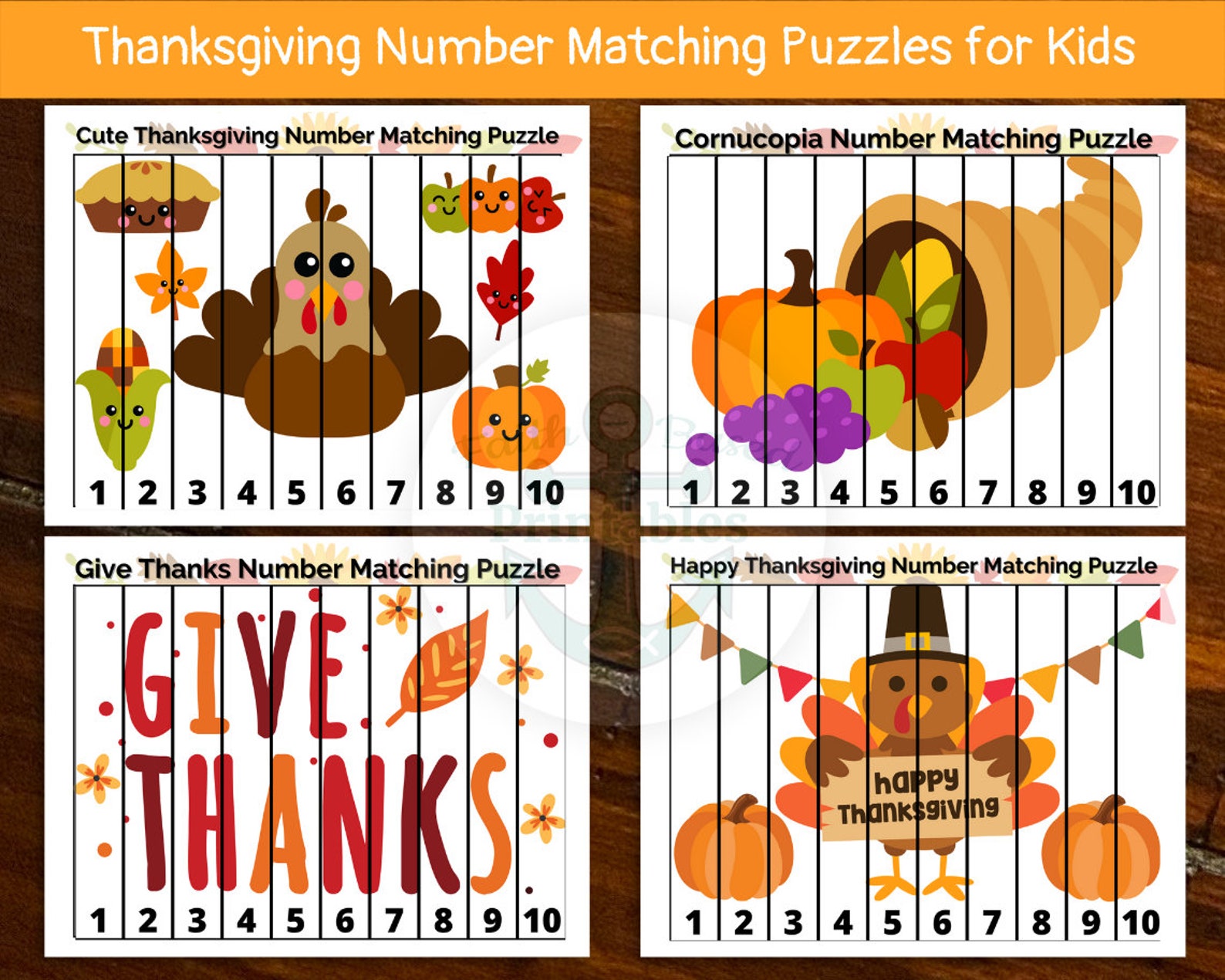 Thanksgiving Puzzles Kids Thanksgiving Number Matching - Etsy UK