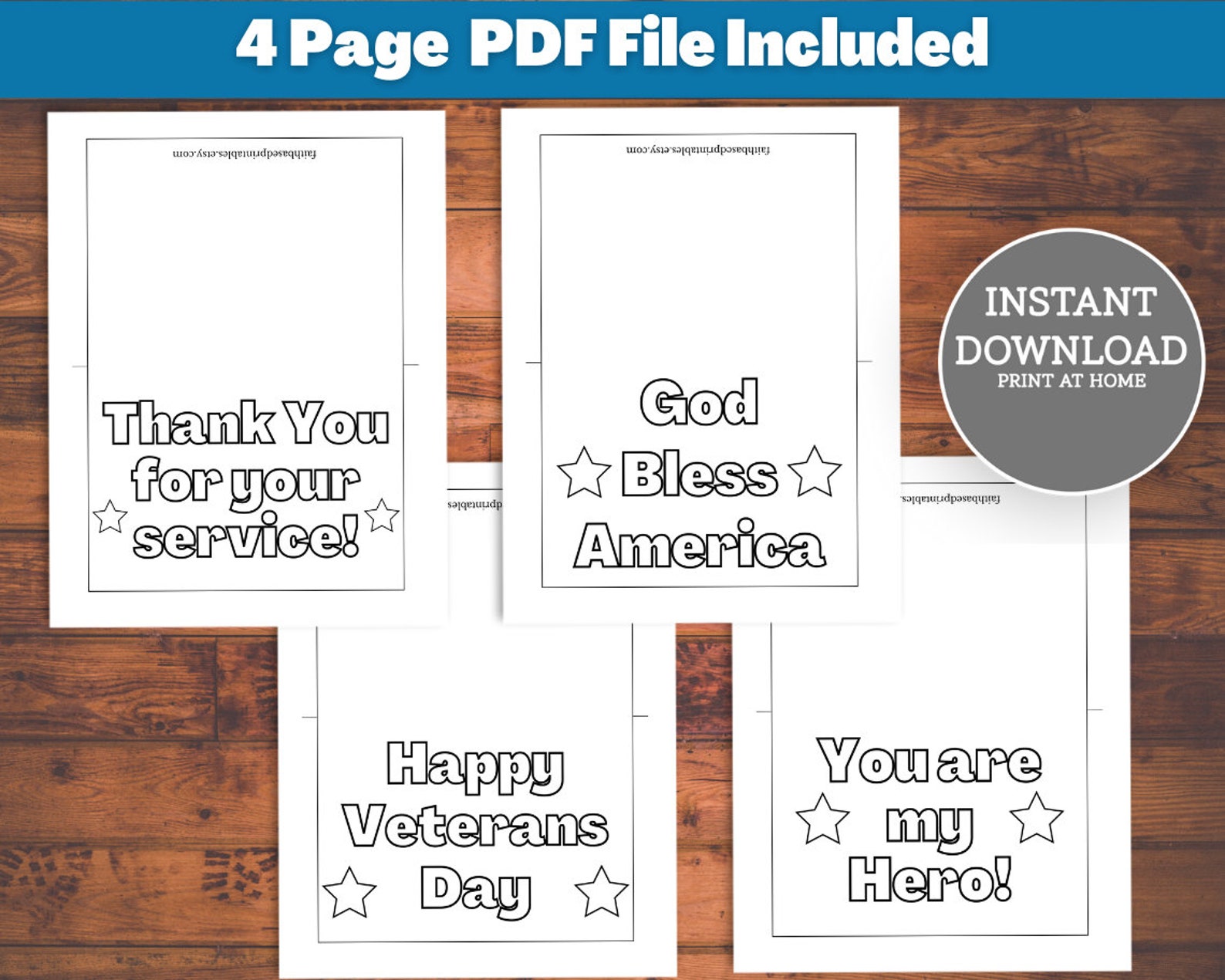Printable Veterans Day Coloring Card Cards Bundle Military Appreciation ...
