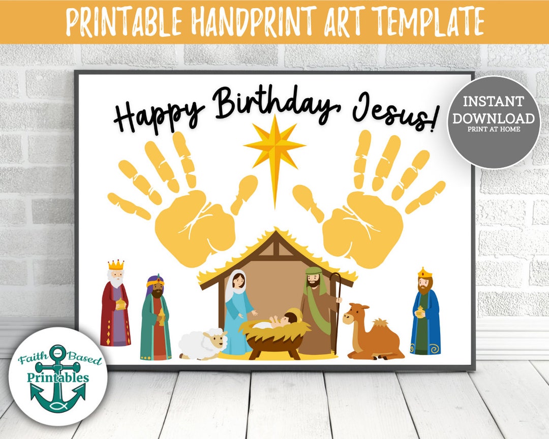 Christmas Nativity Handprint Craft Nativity Scene Happy Birthday Jesus ...