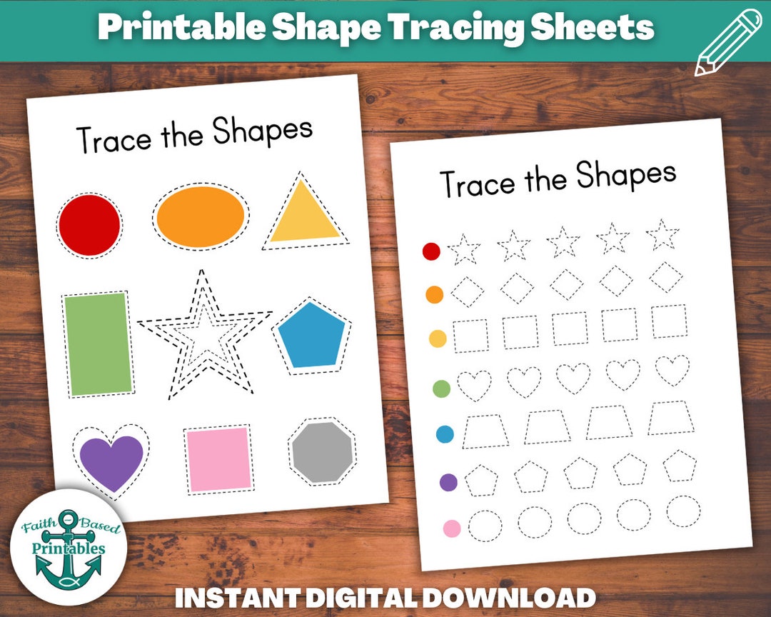 Shape Tracing Printable Sheet Trace the Shapes Bundle Handwriting ...
