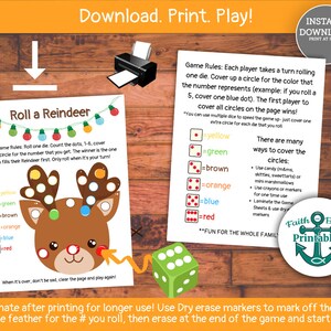 Roll a Reindeer Game, Printable Roll a Reindeer Dice Game, Roll a ...