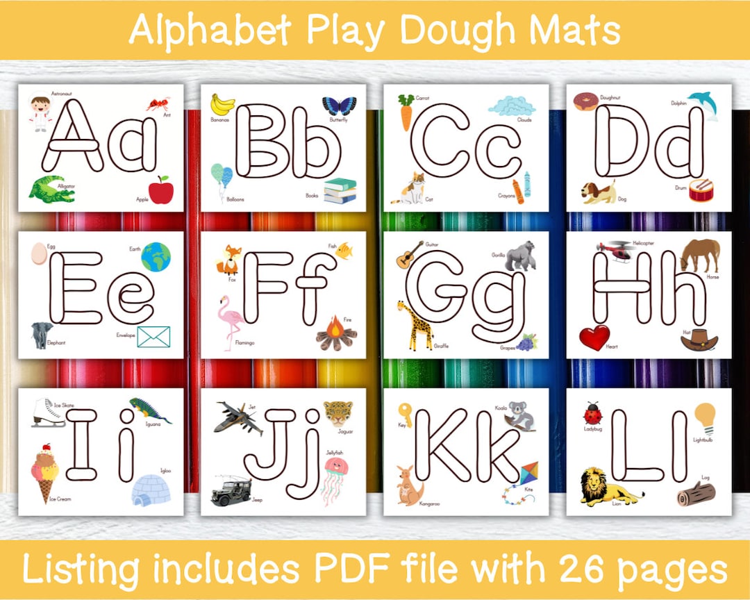 Alphabet Play Dough Mats Printable ABC Playdough Sheets Preschool ...