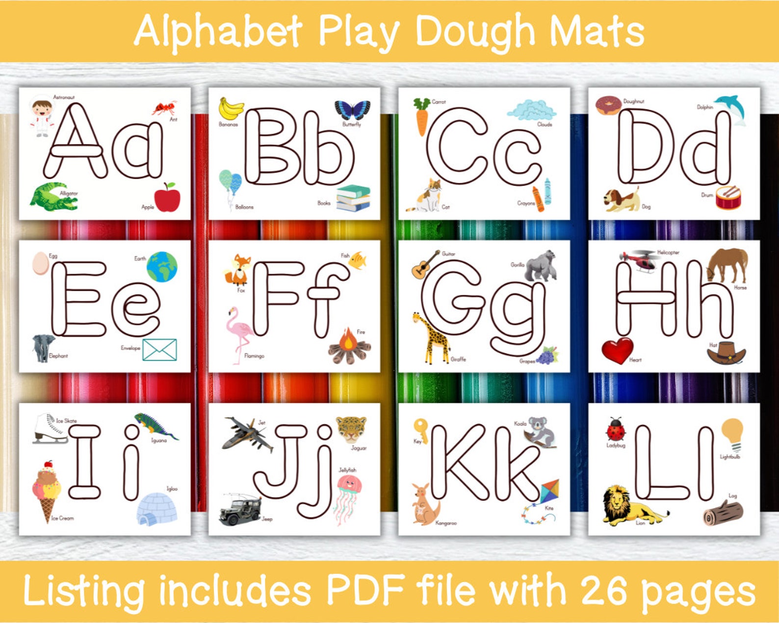Alphabet Play Dough Mats Printable ABC Playdough Sheets - Etsy