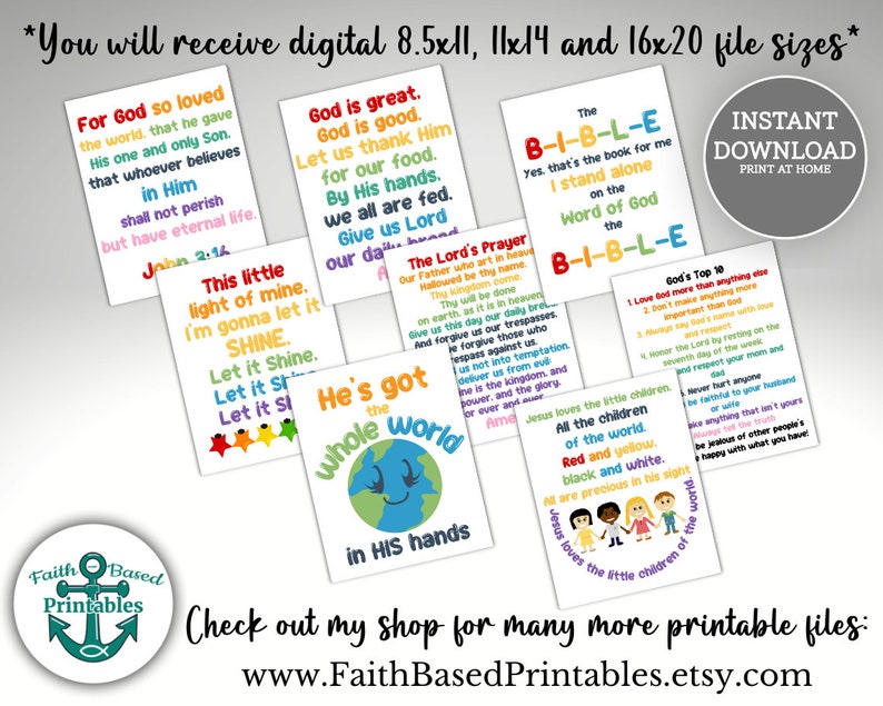 Christian Kids Bundle Bible Verses Songs Scripture God is - Etsy
