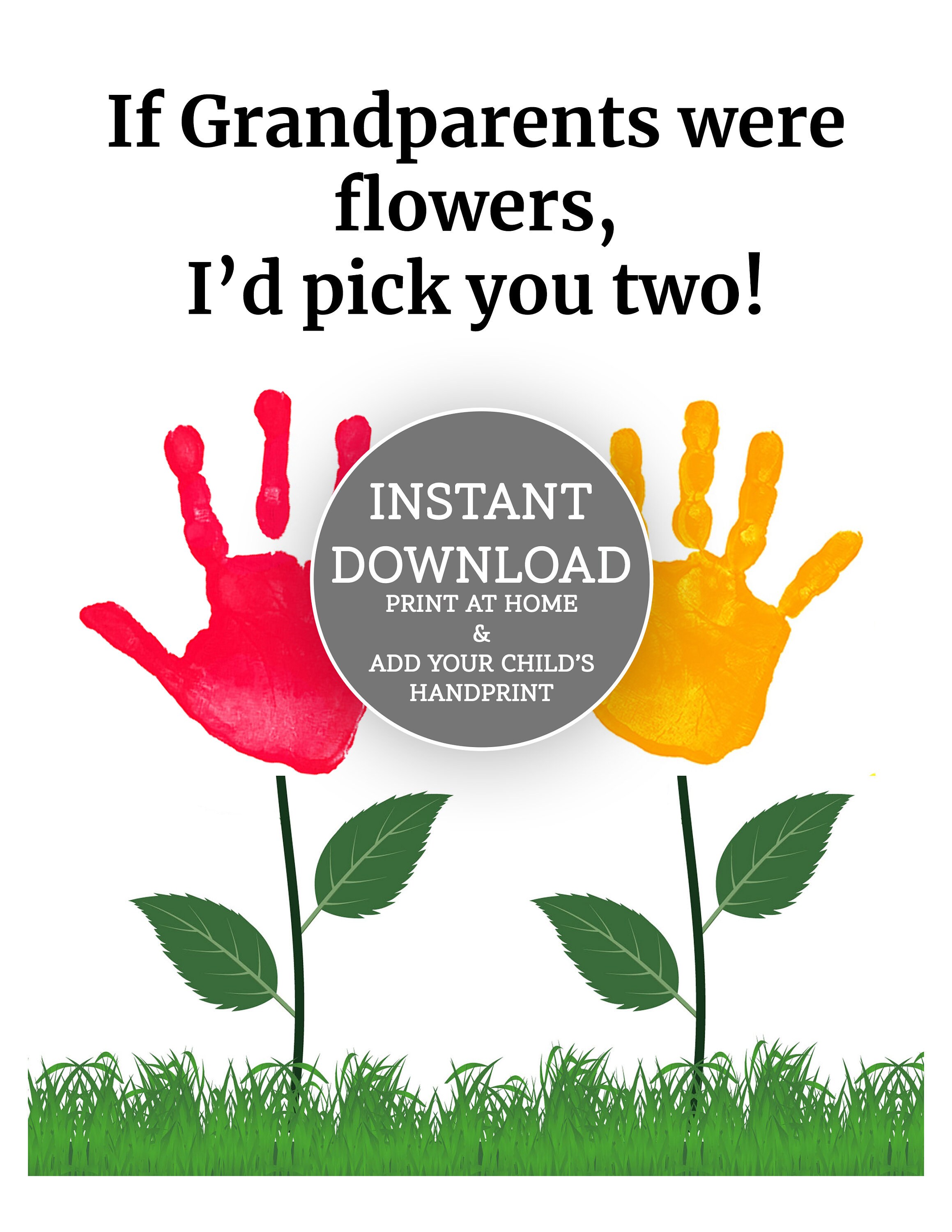 Grandparent's Day Printable Flower DIY Kids Handprint - Etsy