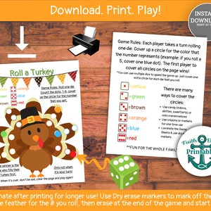 Roll a Turkey Game, Printable Roll a Turkey Dice Game, Roll a Turkey ...