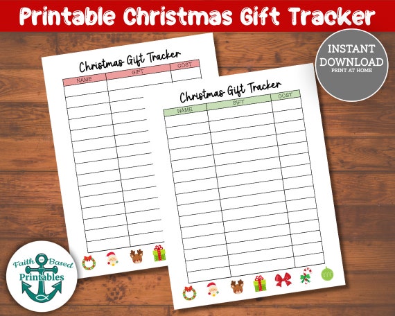 Printable Christmas Gift Tracker Christmas Planner Name Gift | Etsy