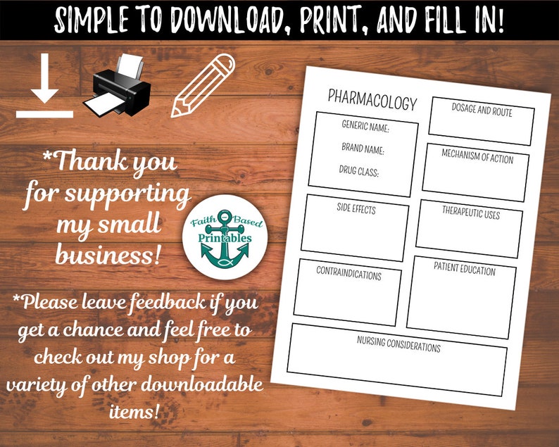 Pharmacology Template Nursing Notes Templates Drug Class - Etsy