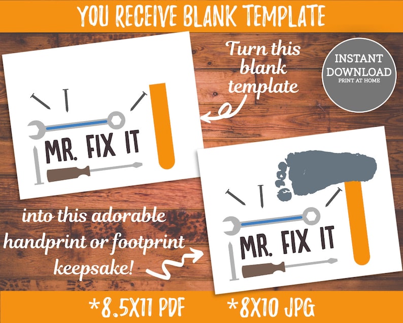 Printable Father's Day Handprint Gift Mr Fix It Hammer - Etsy