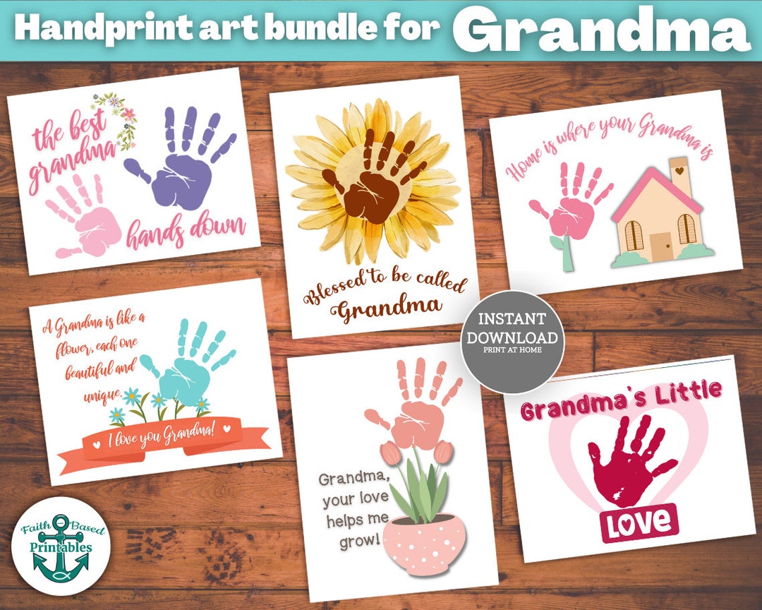 Handprint Art for Grandma Mother's Day Gift Hand Print Craft Bundle ...