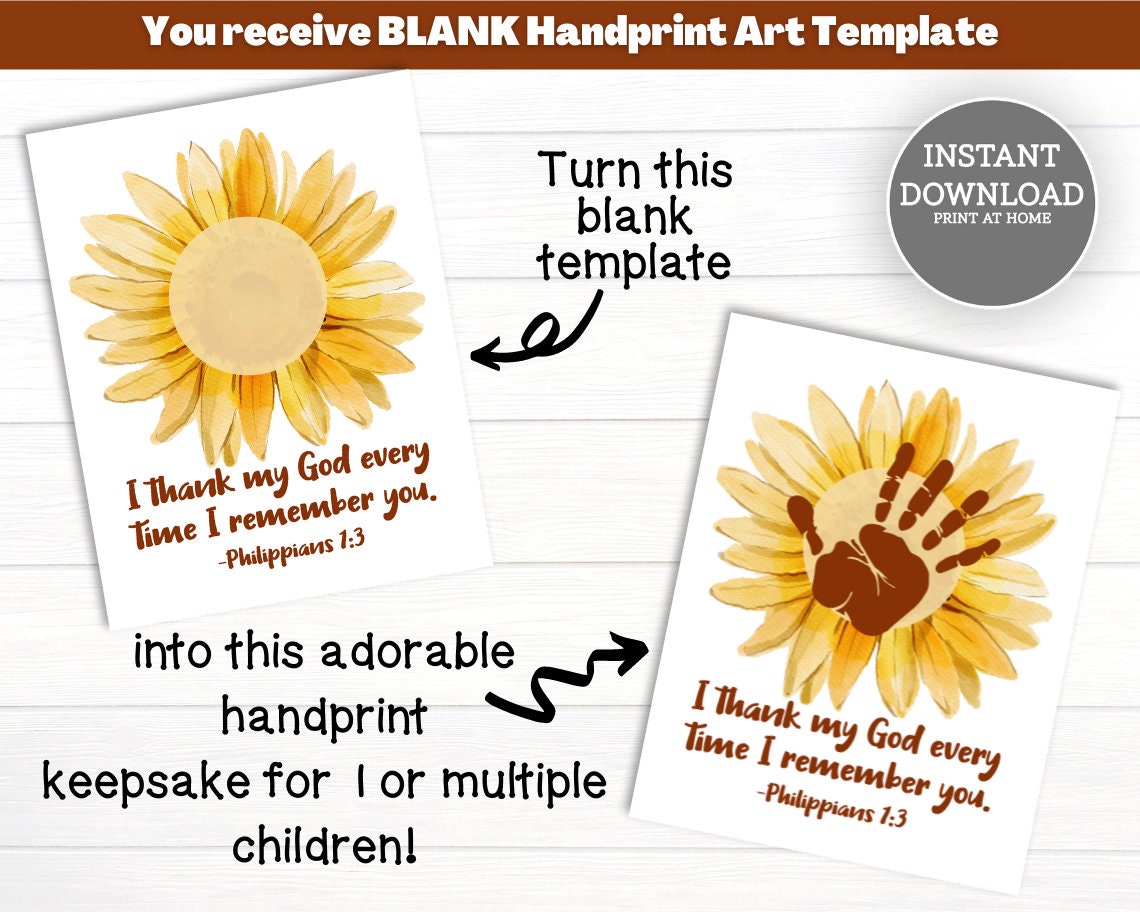 Philippians 1:3 Sunflower Handprint Craft I Thank My God Every Time I ...