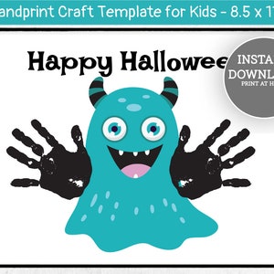 Happy Halloween Handprint Monster Craft, Little Monster Handprint Art ...