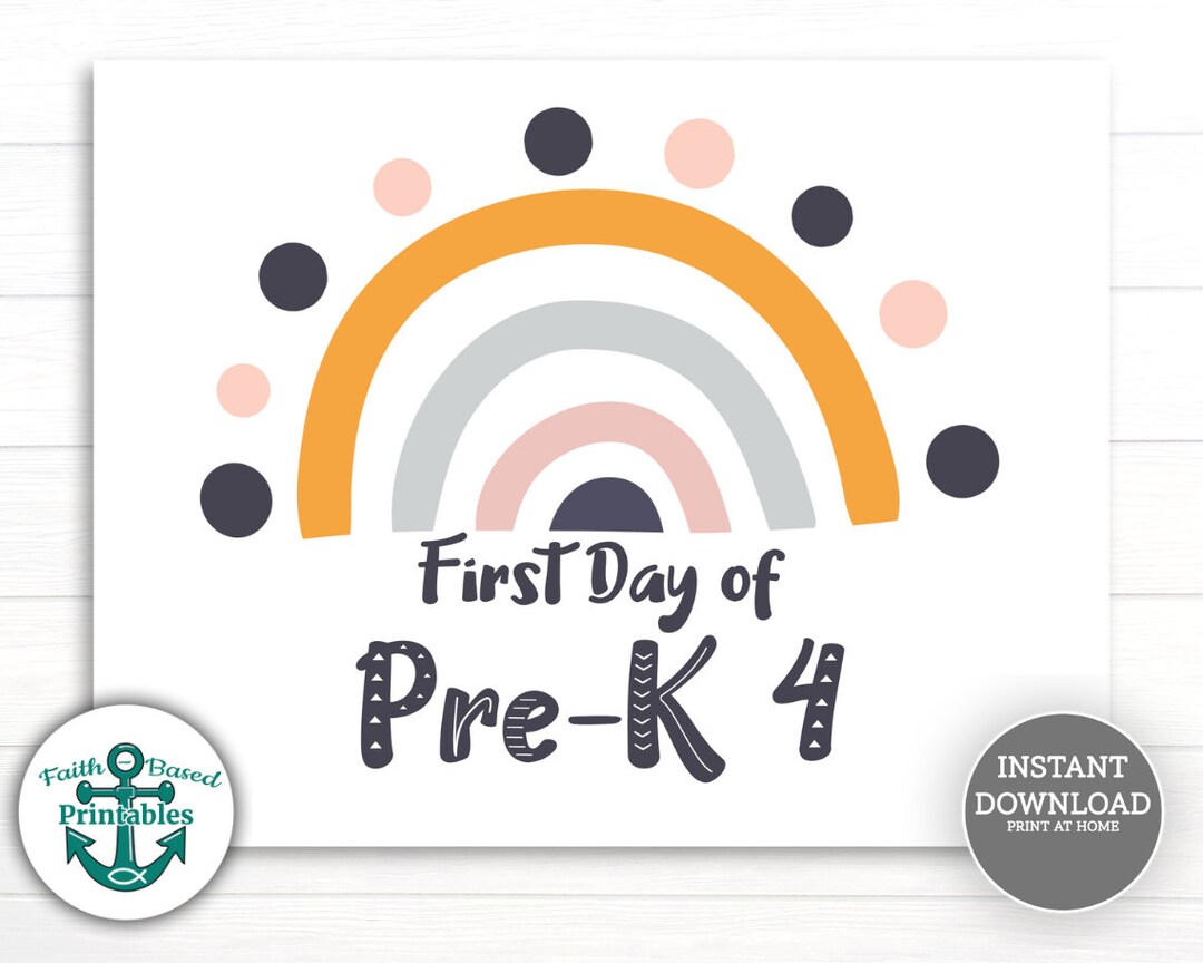 First Day of Pre-k 4 Sign Printable Back to School Photo Prop First Day ...