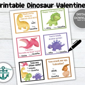 Printable Dinosaur Valentines Cards for Kids Valentine's Day Card ...