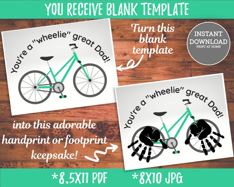 Father's Day Handprint Gift You're a Wheelie Great Dad - Etsy