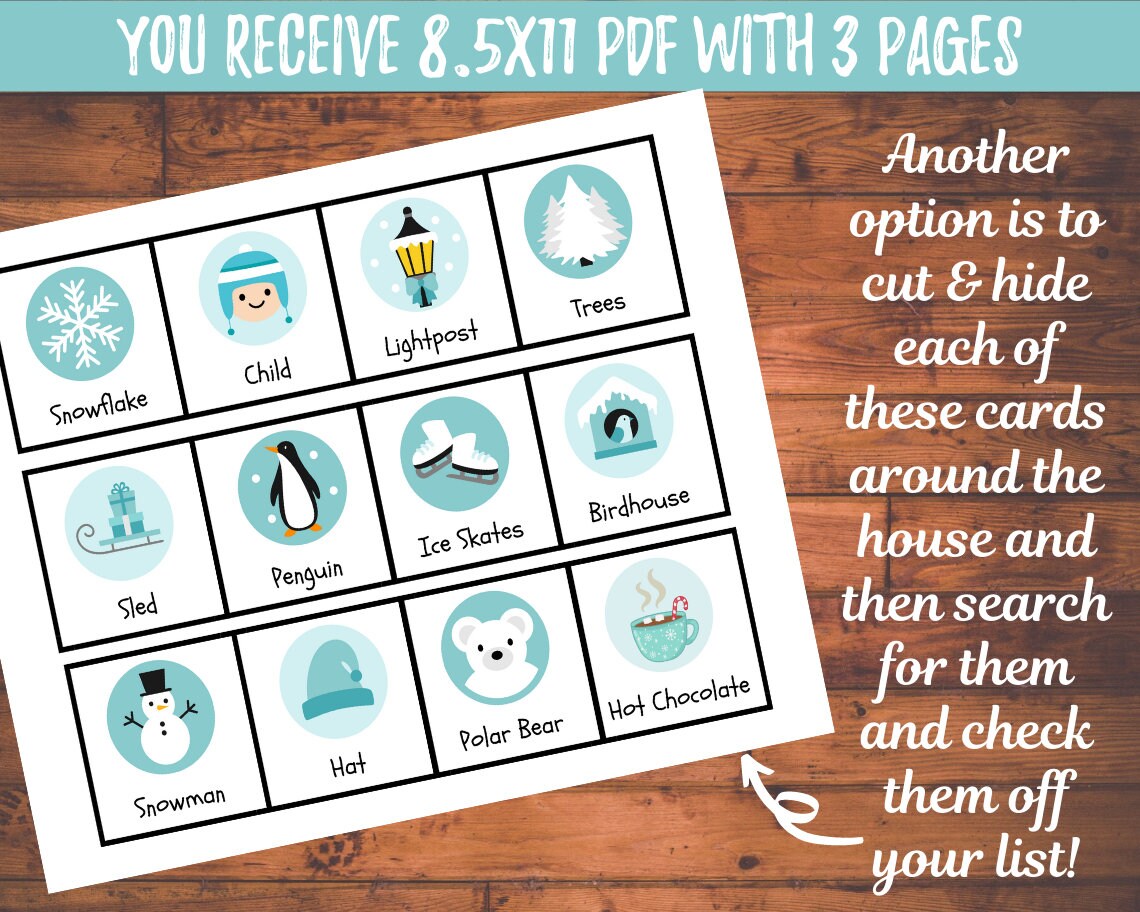 Winter Scavenger Hunt Snow Day Printable for Kids Winter Games | Etsy