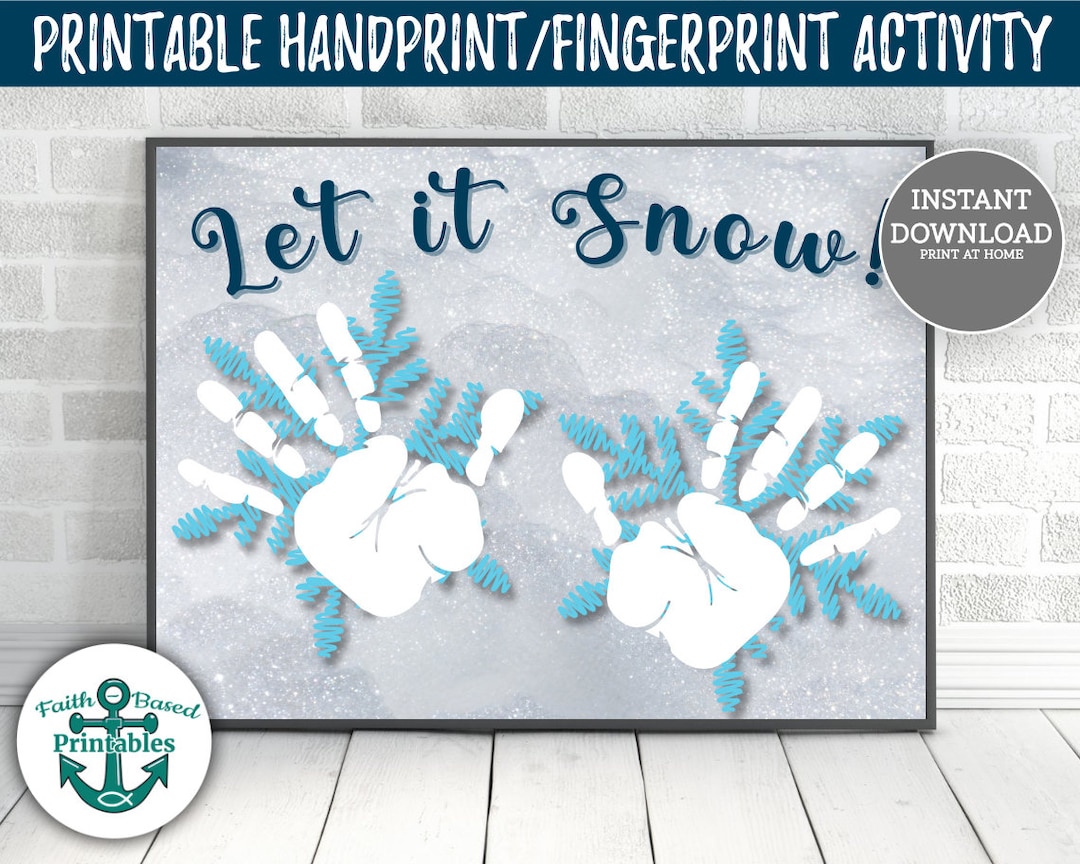 Let It Snow Handprint Art Template Printable Winter Craft Hand Print ...