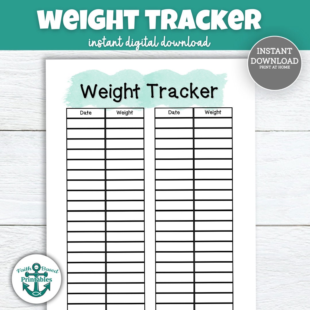 Printable Weight Tracker Daily Weight Log Monthly Weight Loss ...