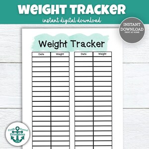 Printable Weight Tracker Daily Weight Log Monthly Weight Loss ...