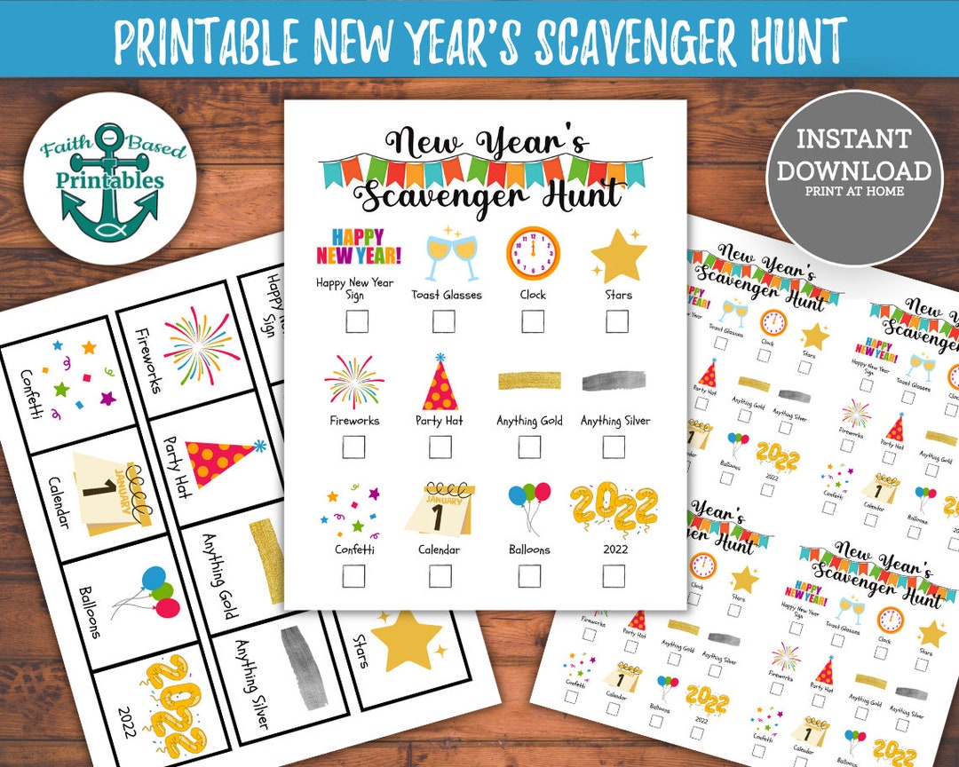 New Years Scavenger Hunt Printable for Kids 2022 New Year's Eve Party ...