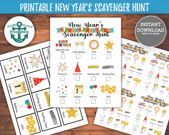 New Years Scavenger Hunt Printable for Kids 2022 New - Etsy