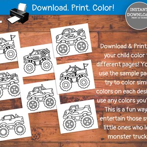 Printable Monster Truck Coloring Pages Monster Truck Memory Game ...