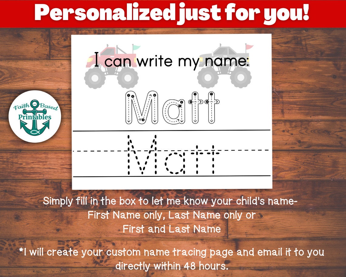 Custom Name Tracing Sheet Handwriting Practice Personalized Name Trace ...