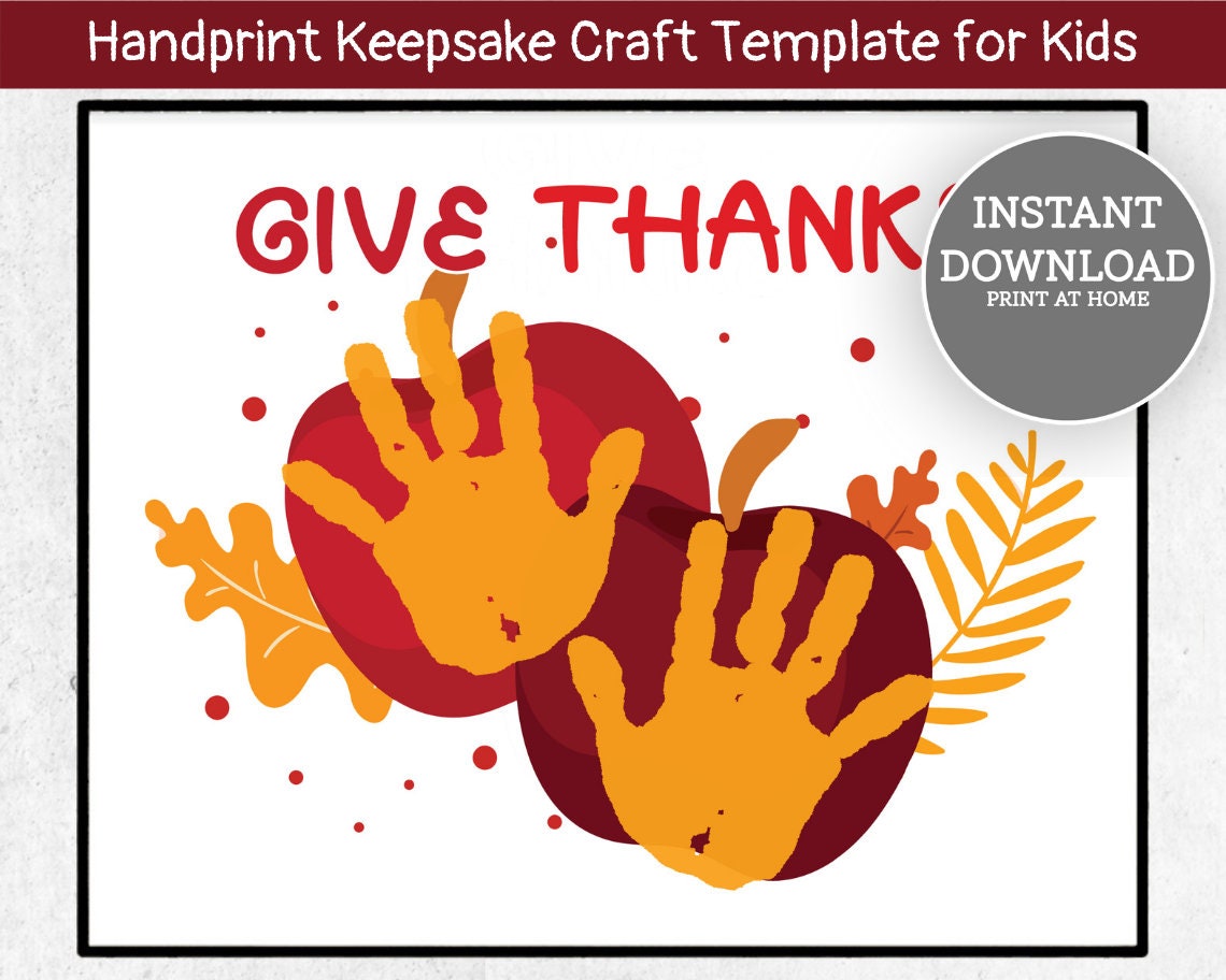 Give Thanks Apple Handprint Craft Thanksgiving Handprint Art - Etsy