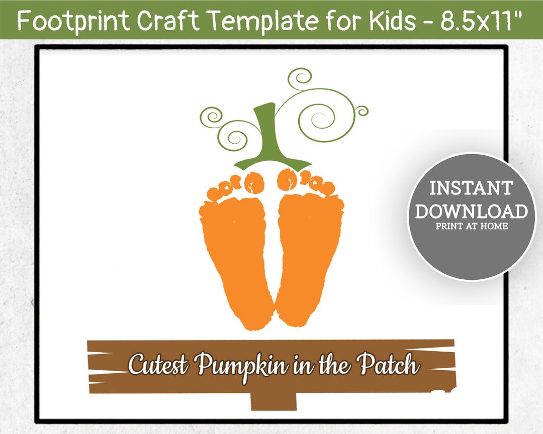 Cutest Pumpkin in the Patch Footprint Craft, Pumpkin Footprint Art ...