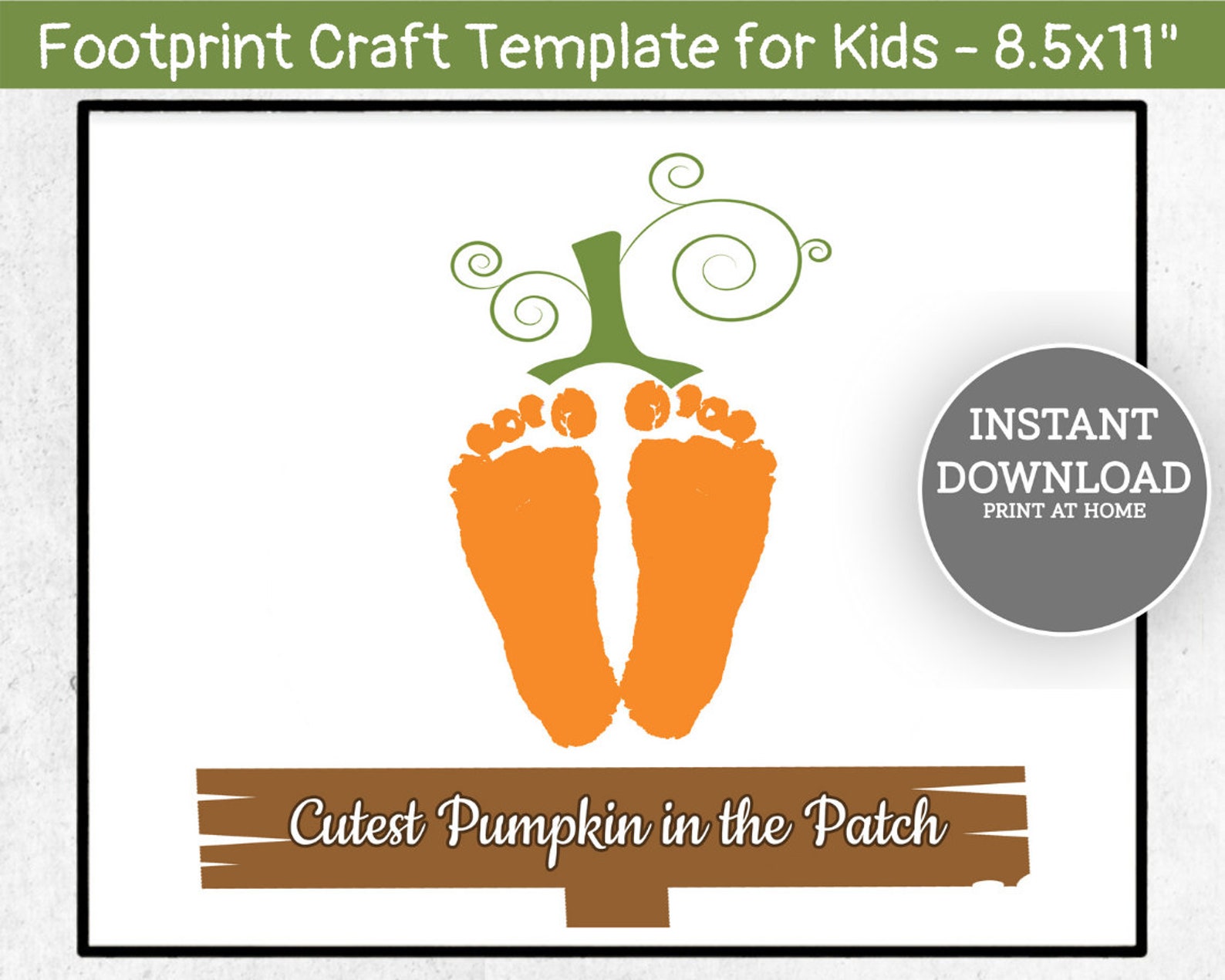 Cutest Pumpkin in the Patch Footprint Craft Pumpkin Footprint | Etsy