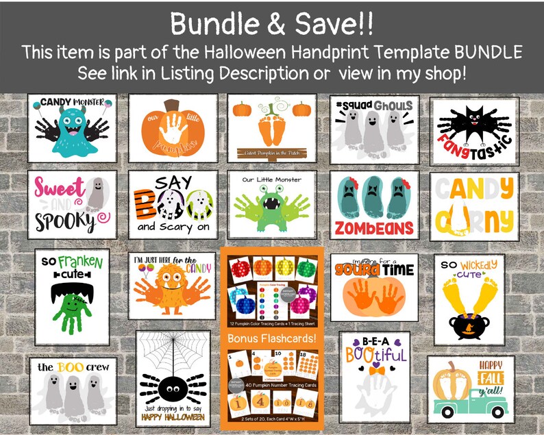 Our Little Monster Printable Halloween Handprint Card Bundle | Etsy