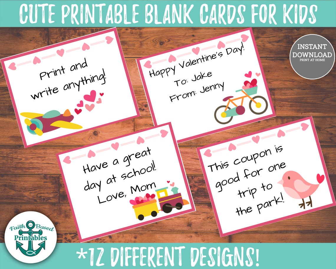 Cute Printable Blank Card Templates for Kids Blank Valentines - Etsy