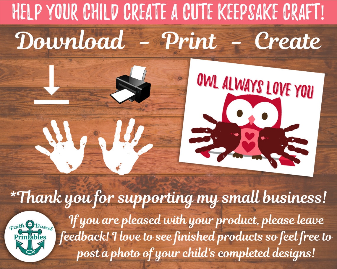 Owl Always Love You Valentines Handprint Craft Printable - Etsy