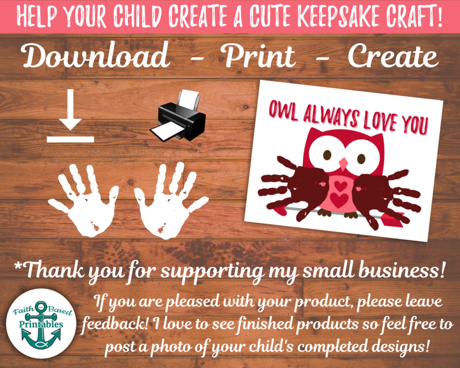 Owl Always Love You Valentines Handprint Craft Printable - Etsy