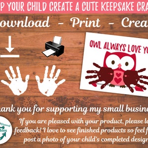 Owl Always Love You Valentines Handprint Craft Printable Valentine ...