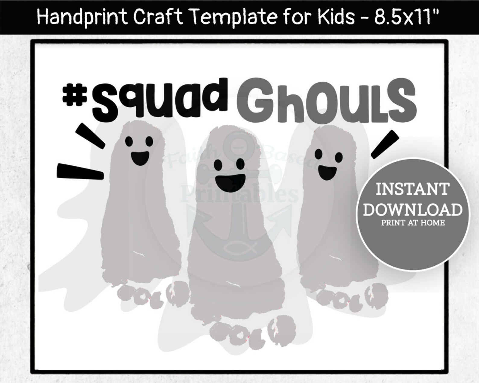 Squad Ghouls Printable Halloween Footprint Craft Ghost - Etsy