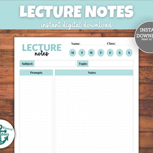 Lecture Notes Printable Lecture Notes Template Lecture Note Template ...