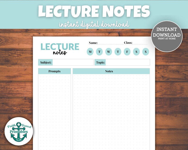 Lecture Notes Printable Lecture Notes Template Lecture Note - Etsy